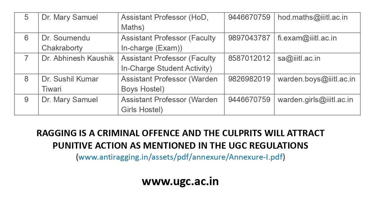 Anti Ragging Committee & Squad – Indian Institute of Information ...